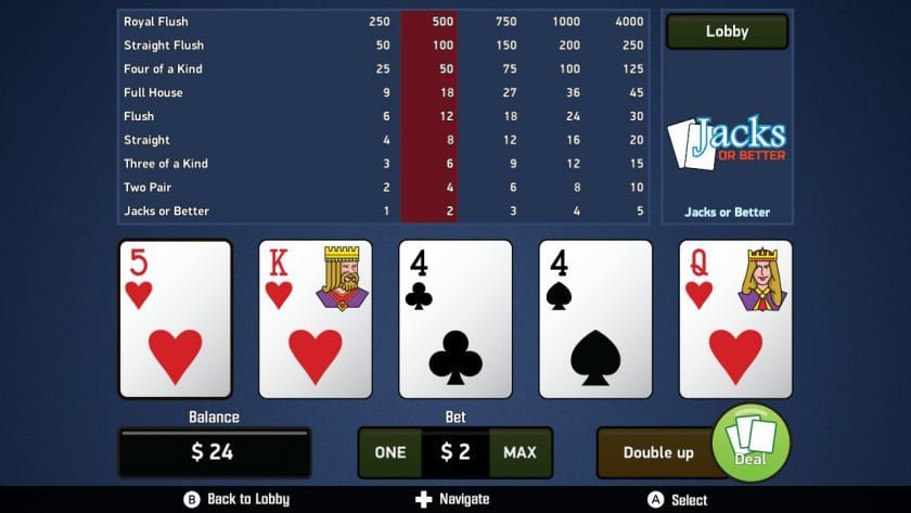 Jacks or Better - Video Poker Review (Switch) - LadiesGamers